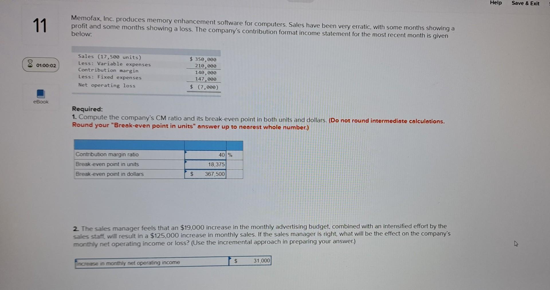 Solved Memofax, Inc. produces memory enhancement software | Chegg.com