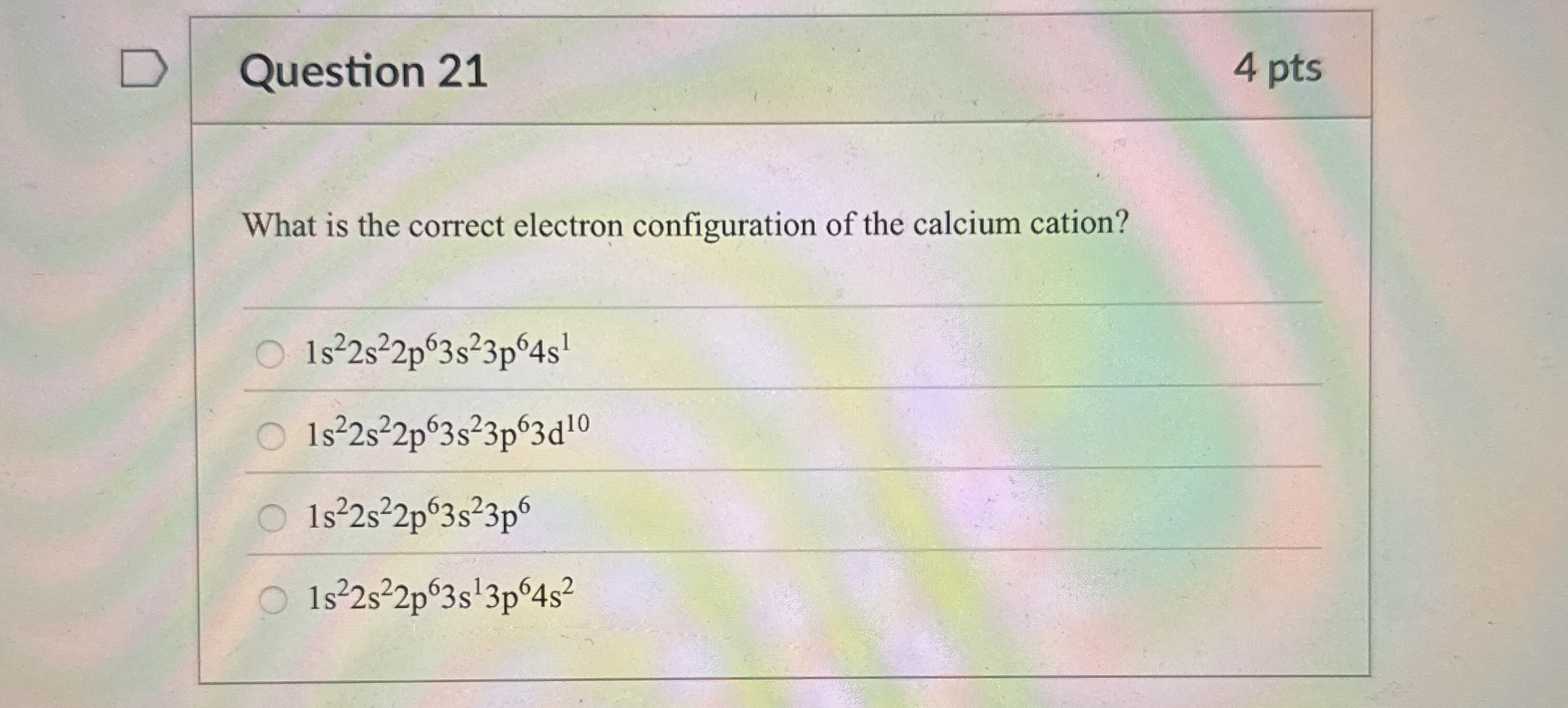 Solved Question 214 ﻿ptsWhat is the correct electron | Chegg.com