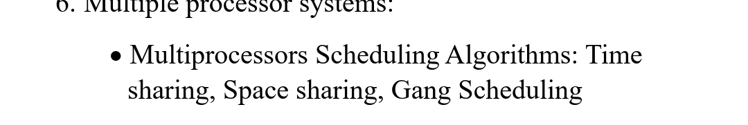 Solved Multiprocessors Scheduling Algorithms Time Sharing