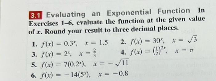 Solved 3.1 Evaluating an Exponential Function In Exercises | Chegg.com