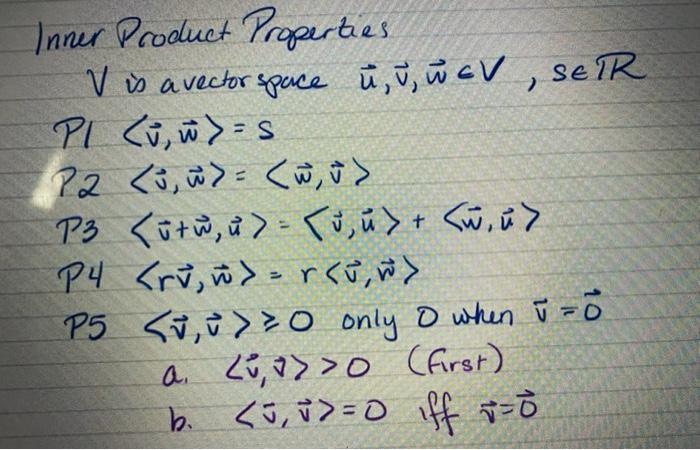 Solved Inner Product Properties V is a vector space u v w CV | Chegg.com