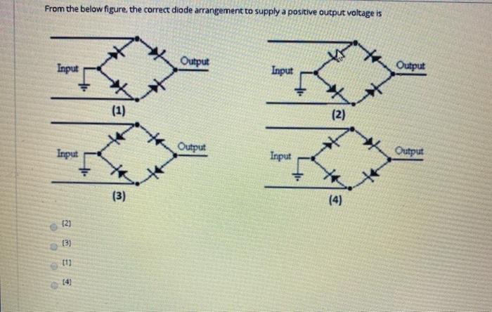 Solved From the below figure the correct diode arrangement | Chegg.com