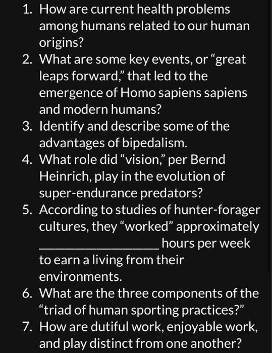 1. How are current health problems among humans | Chegg.com