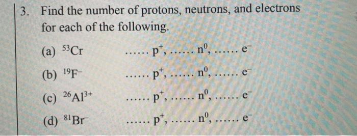 Solved 3. Find the number of protons, neutrons, and | Chegg.com