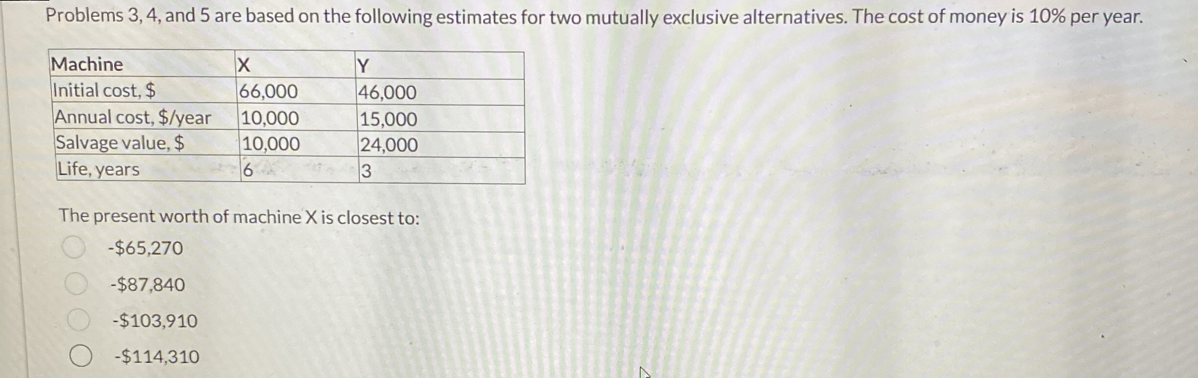 Solved Problems 3,4 , ﻿and 5 ﻿are based on the following | Chegg.com