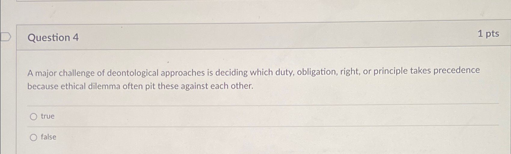 Solved Question 41 ﻿ptsA major challenge of deontological | Chegg.com