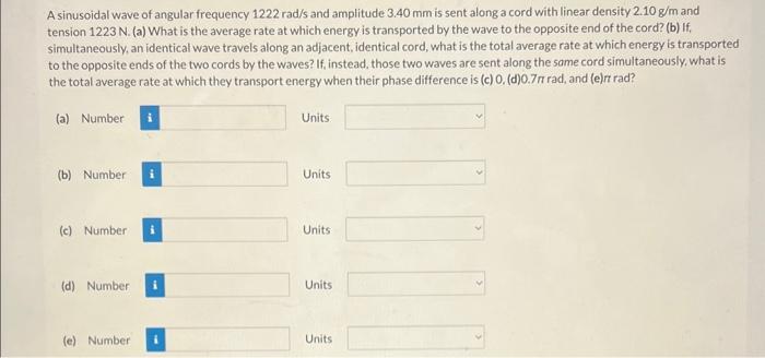 Solved A sinusoidal wave of angular frequency 1222rad/s and | Chegg.com