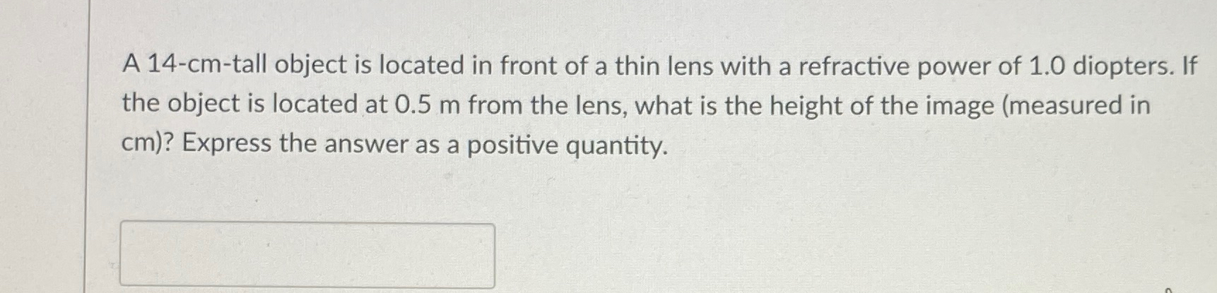 Solved A 14-cm-tall object is located in front of a thin | Chegg.com