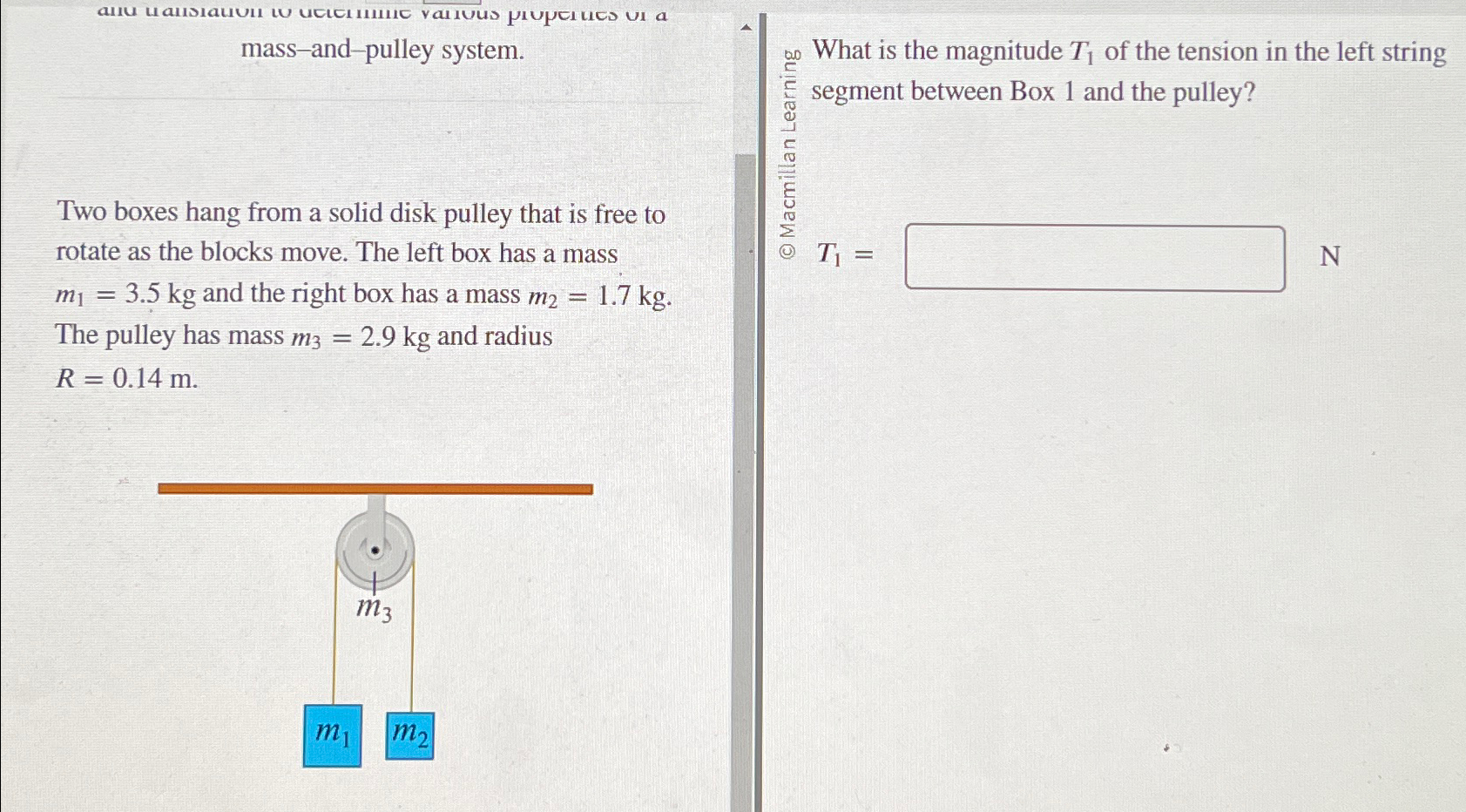 Solved mass-and-pulley system.Two boxes hang from a solid | Chegg.com