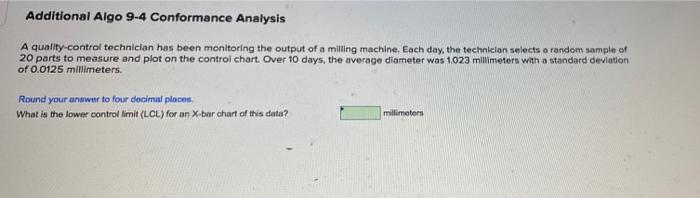 Solved Additional Algo 9-4 Conformance Analysis A | Chegg.com