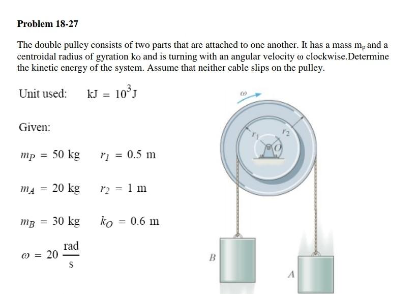 Solved Problem 18-27 The double pulley consists of two parts | Chegg.com