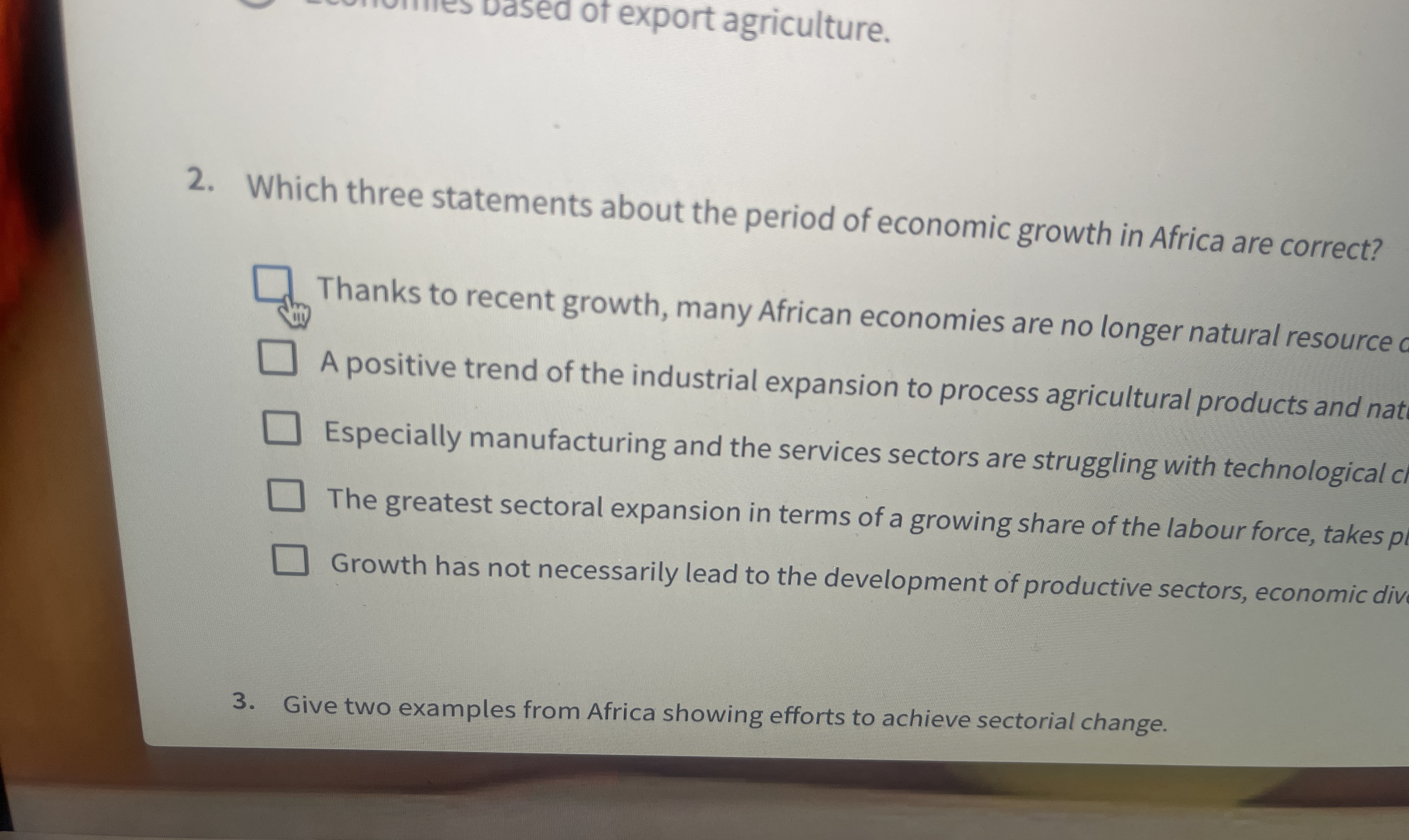 Solved Which three statements about the period of economic | Chegg.com