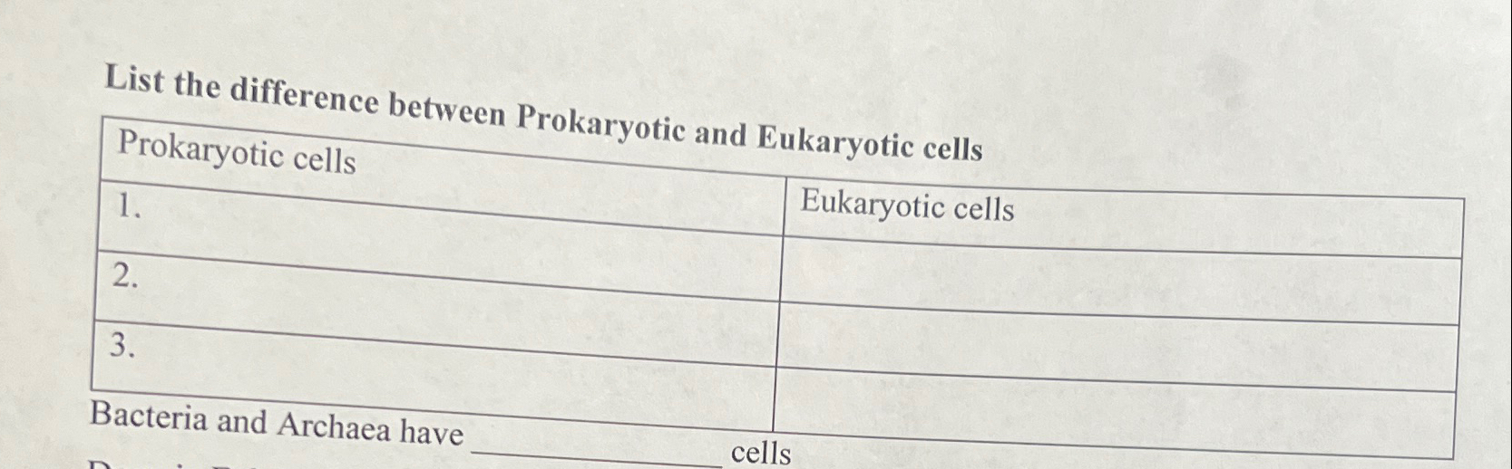 Solved List the difference between Prokaryotic and | Chegg.com