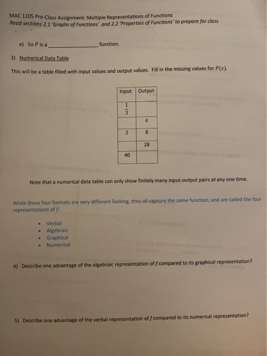 Solved MAC 1105 Pre-Class Assignment: Multiple | Chegg.com