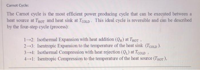 Solved Carnot Cycle: The Camot cycle is the most efficient | Chegg.com