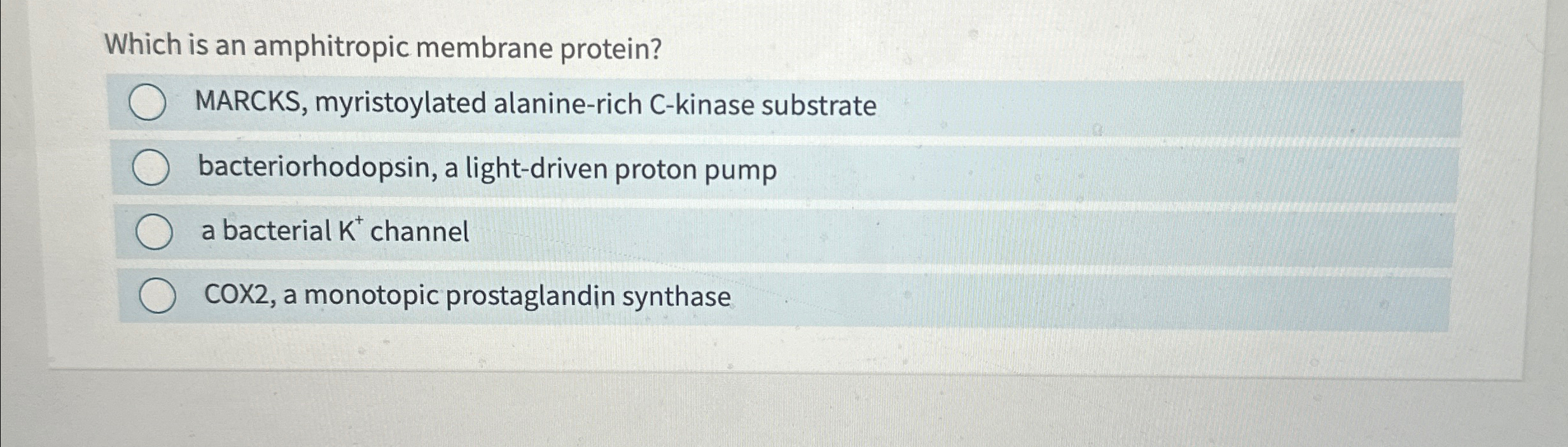 Solved Which is an amphitropic membrane protein?MARCKS, | Chegg.com