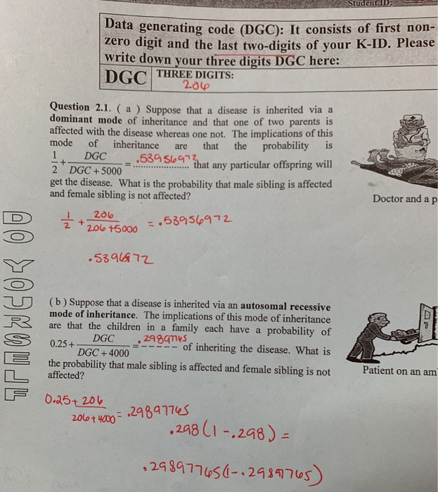 Solved Student ID: la generating code (DGC): It consists of | Chegg.com