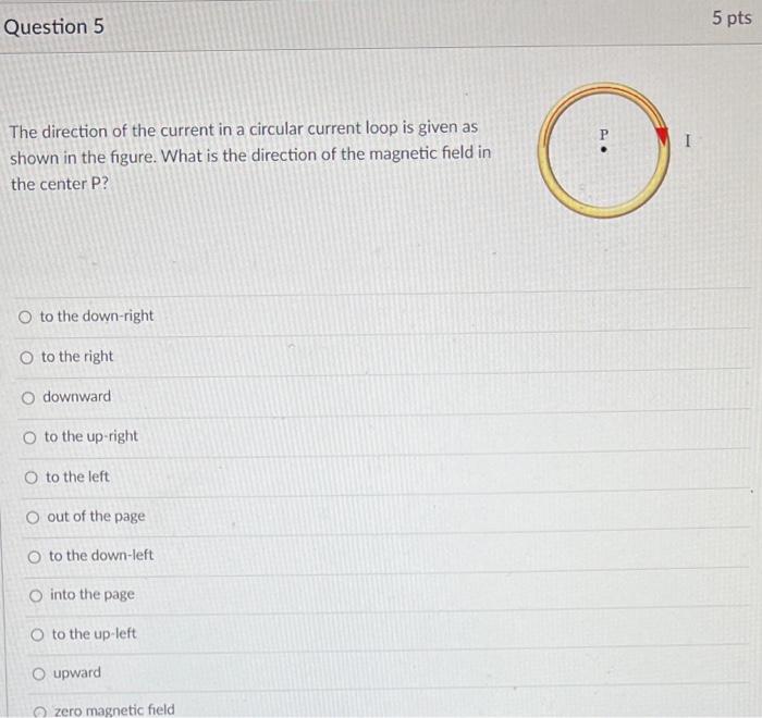 Solved The direction of the current in a circular current | Chegg.com
