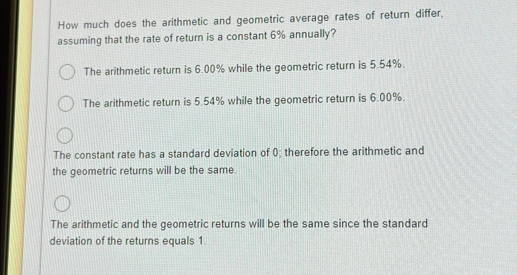 Solved How much does the arithmetic and geometric average | Chegg.com