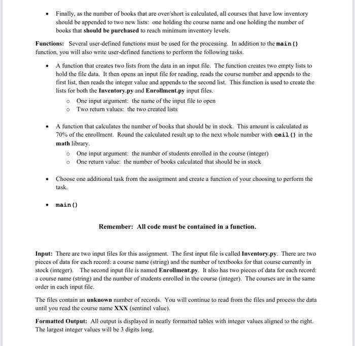 Solved 2) Description A bookstore keeps textbooks in stock | Chegg.com