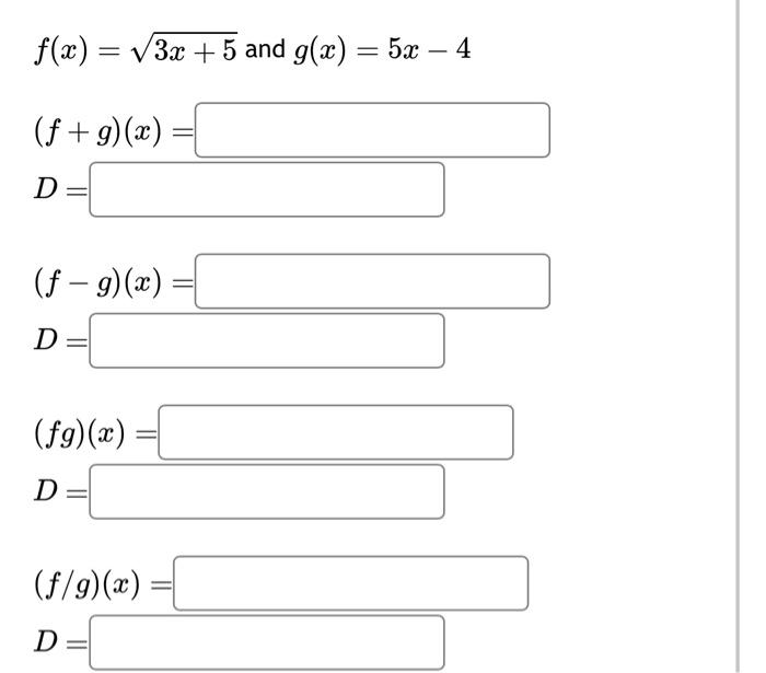 Solved f(x)=3x+5 and | Chegg.com