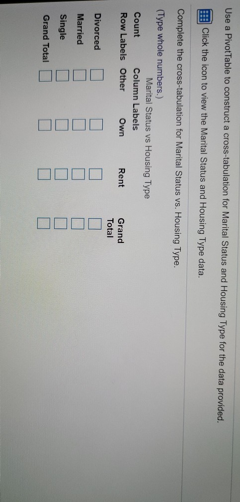 Solved Use a Pivot Table to construct a cross-tabulation for | Chegg.com