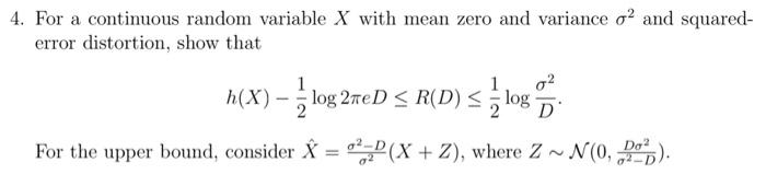 For a continuous random variable X with mean zero and | Chegg.com