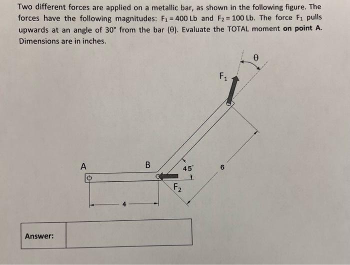 Solved Two different forces are applied on a metallic bar, | Chegg.com