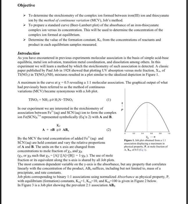 Objective To determine the stoichiometry of the | Chegg.com