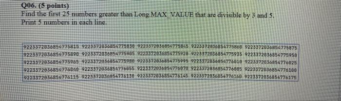 Solved Q06. (5 points) Find the first 25 numbers greater | Chegg.com