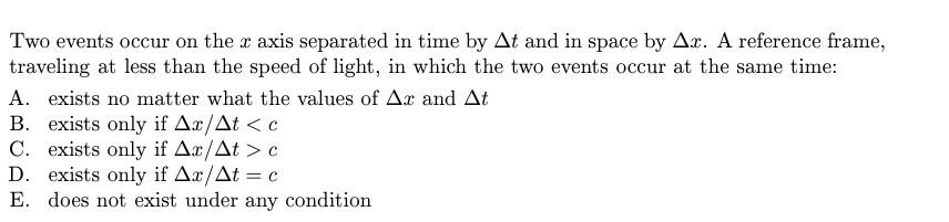 Solved Two events occur on the x axis separated in time by | Chegg.com
