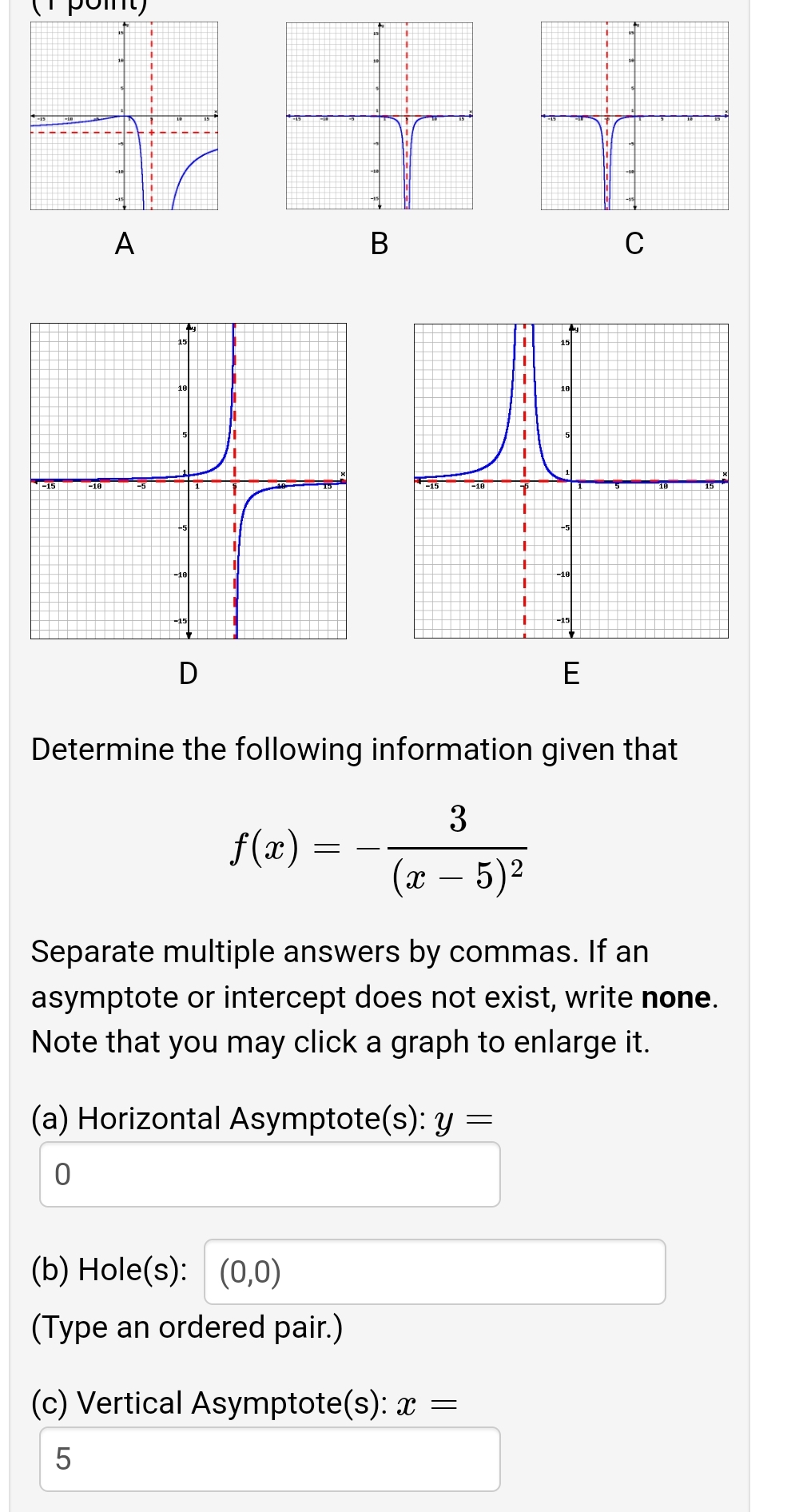 Solved ABCDEDetermine the following information given | Chegg.com