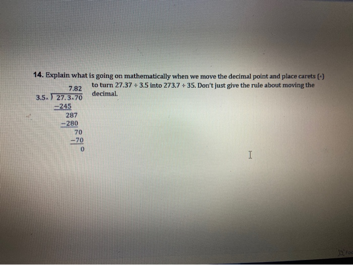 Solved 14. Explain what is going on mathematically when we | Chegg.com