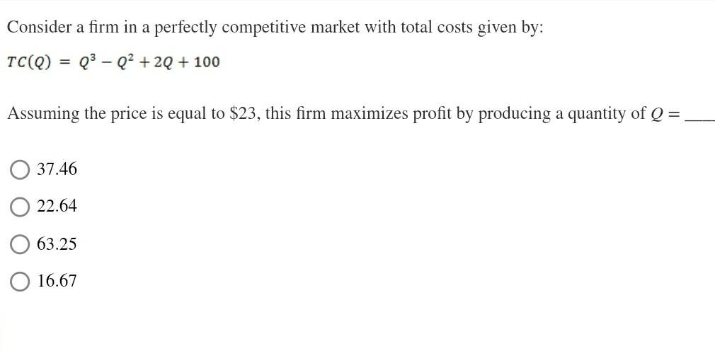 Solved Consider a firm in a perfectly competitive market | Chegg.com