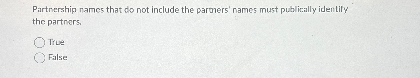 Solved Partnership names that do not include the partners' | Chegg.com