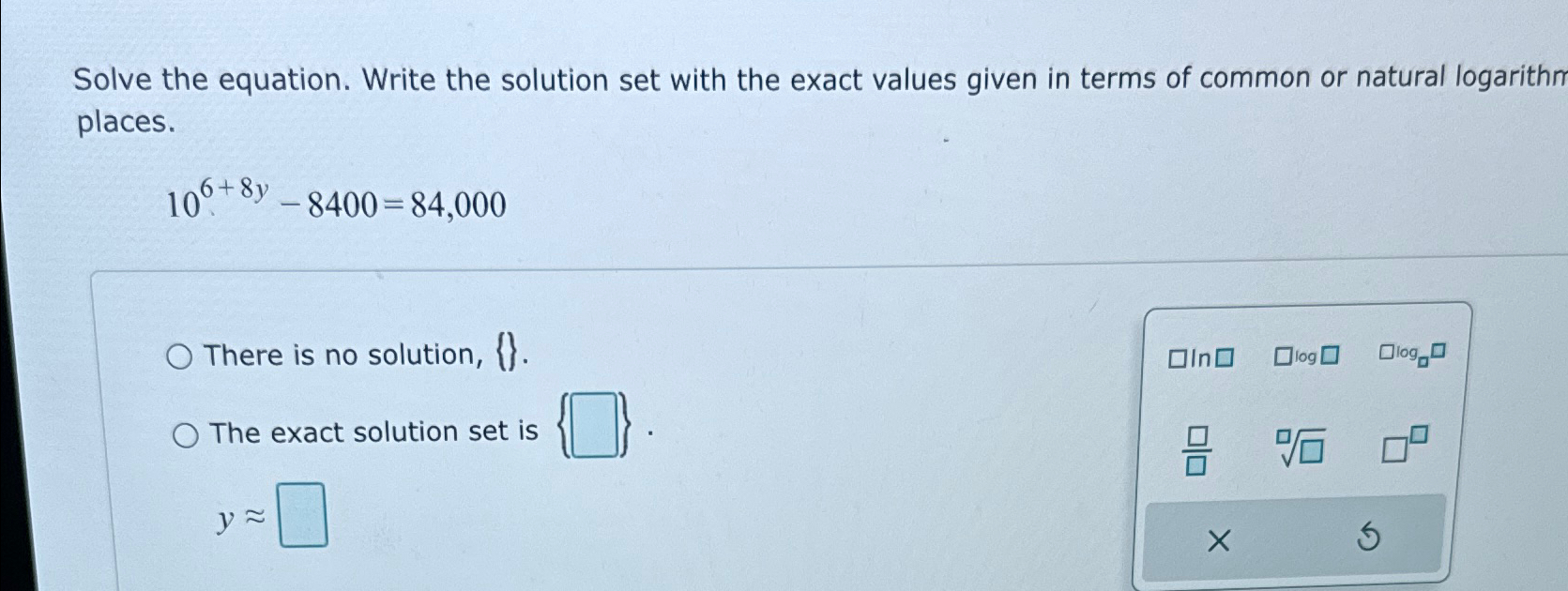 Solved Solve the equation. Write the solution set with the | Chegg.com