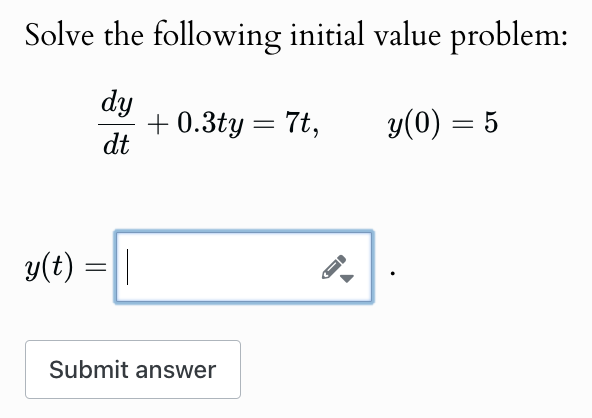 Solved Solve the following initial value | Chegg.com