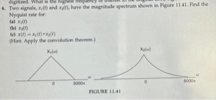Solved 6. Two signals, x1(f) and x2(f), have the magnitude | Chegg.com
