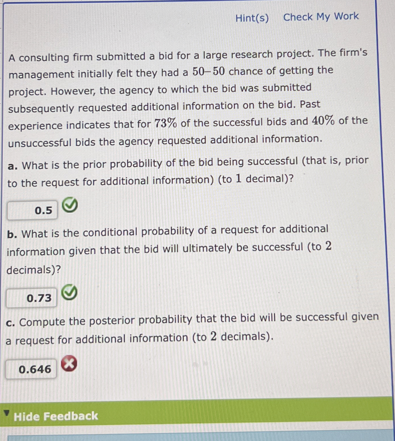 Solved Hint(s) ﻿Check My WorkA consulting firm submitted a | Chegg.com