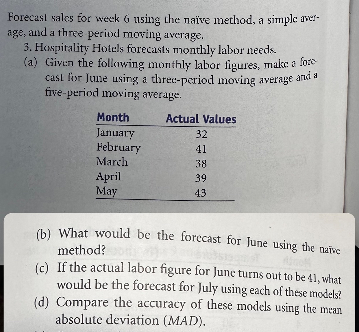 Solved Forecast sales for week 6 ﻿using the naïve method, a | Chegg.com