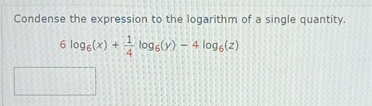 Solved Condense the expression to the logarithm of a single | Chegg.com