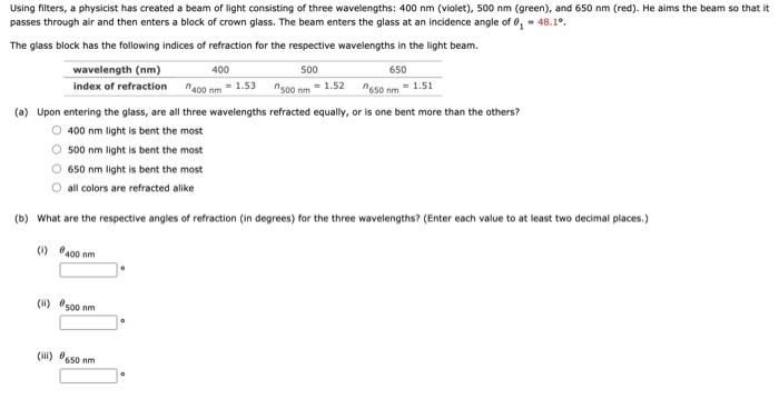 Solved Using filters, a physicist has created a beam of | Chegg.com