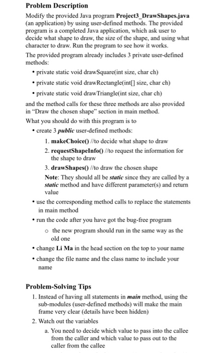 o by using return value Problem Description Modify | Chegg.com