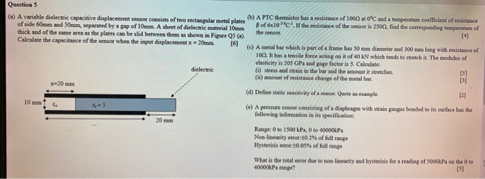 Solved Questions A A Variable Dielectric Capacitive