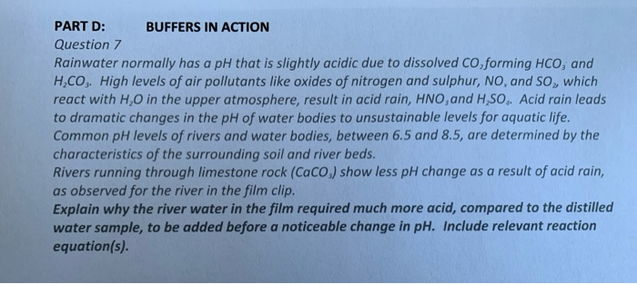 Solved PART D: BUFFERS IN ACTION Question 7 Rainwater | Chegg.com