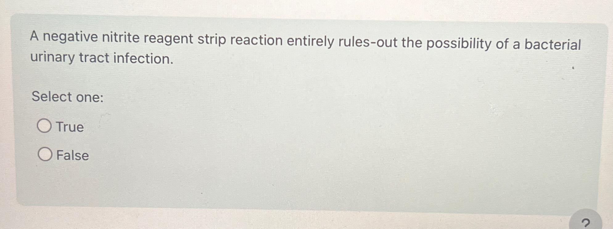 Solved A negative nitrite reagent strip reaction entirely | Chegg.com