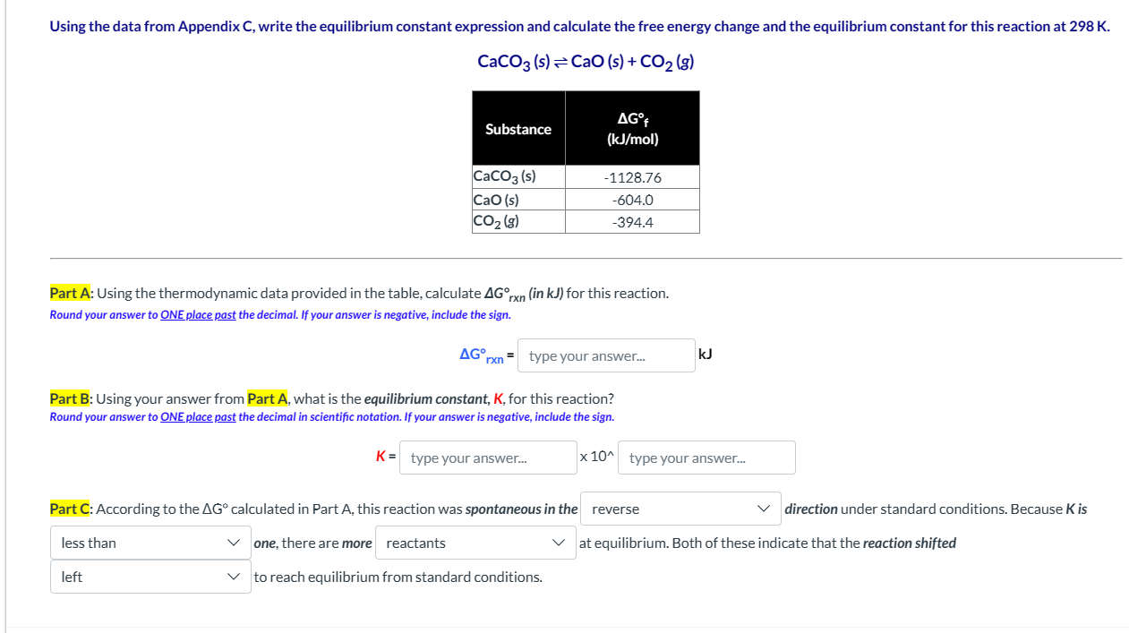 Solved Using The Data From Appendix C ﻿write The 