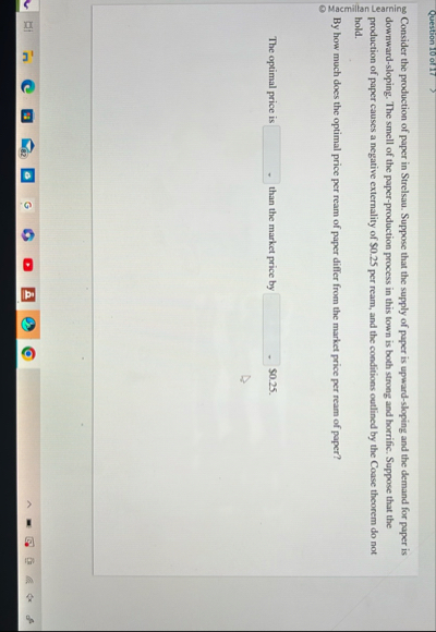 Solved Question 100 ﻿of 17Consider the production of paper | Chegg.com