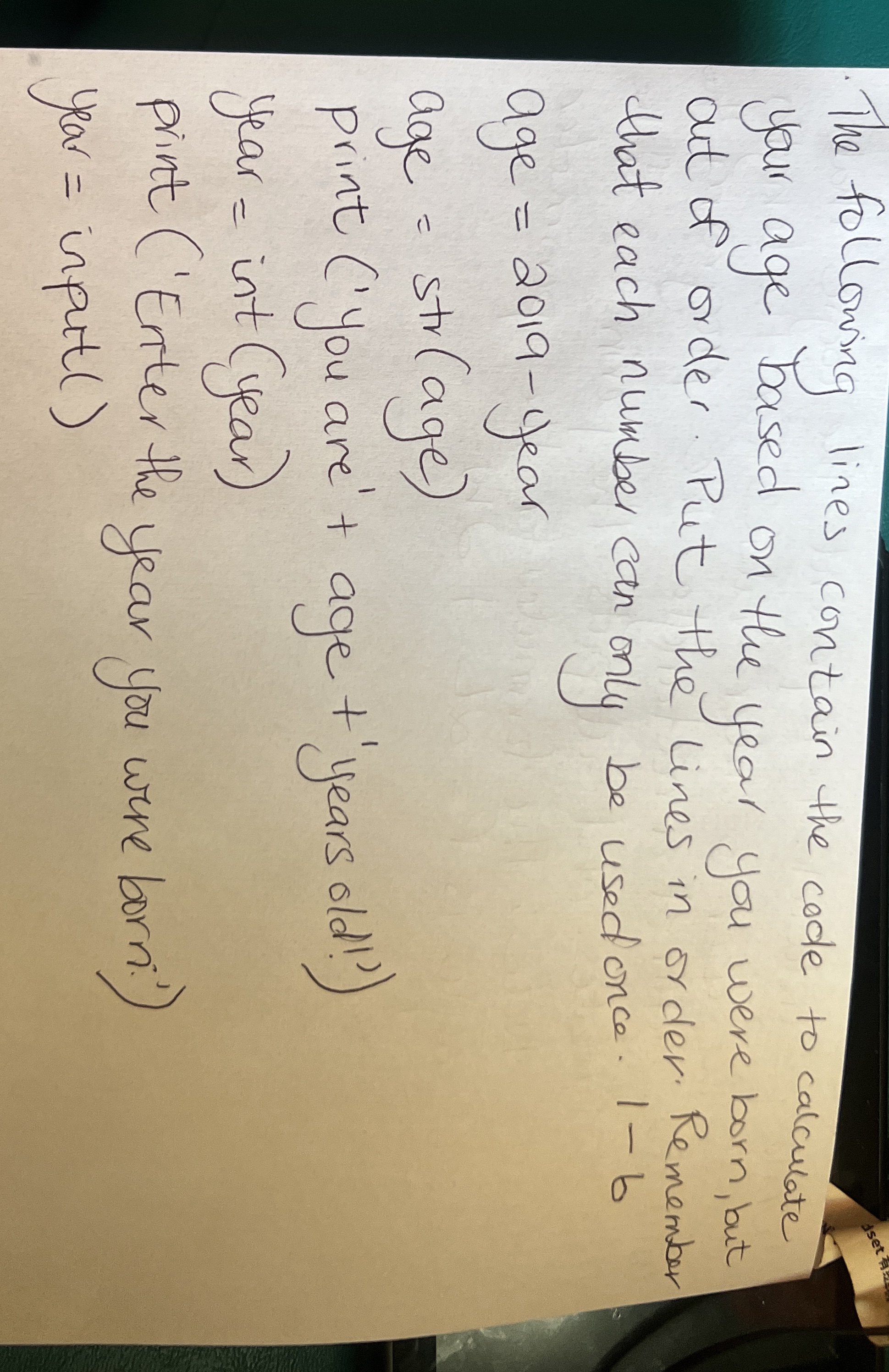 Solved The following lines contain the code to calculate | Chegg.com