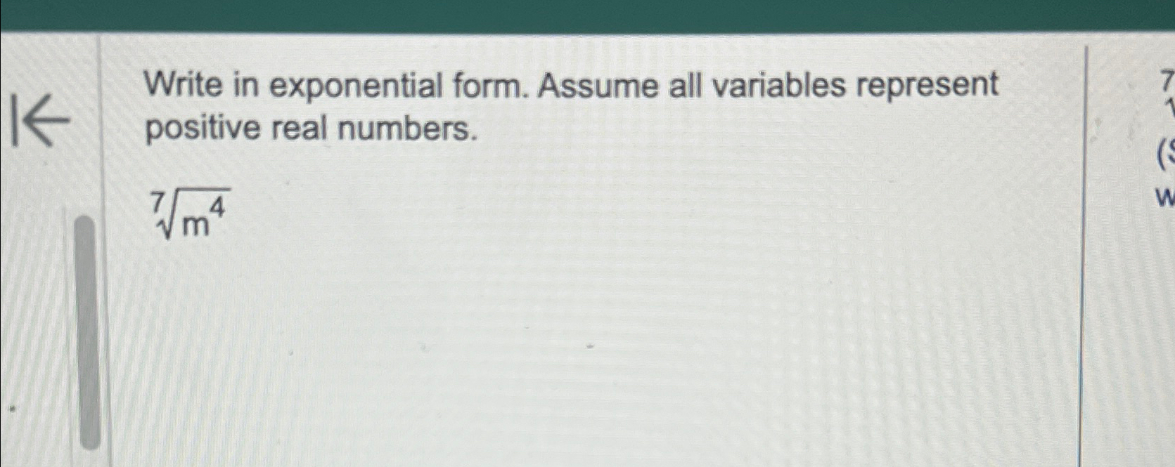 Solved Write in exponential form. Assume all variables | Chegg.com